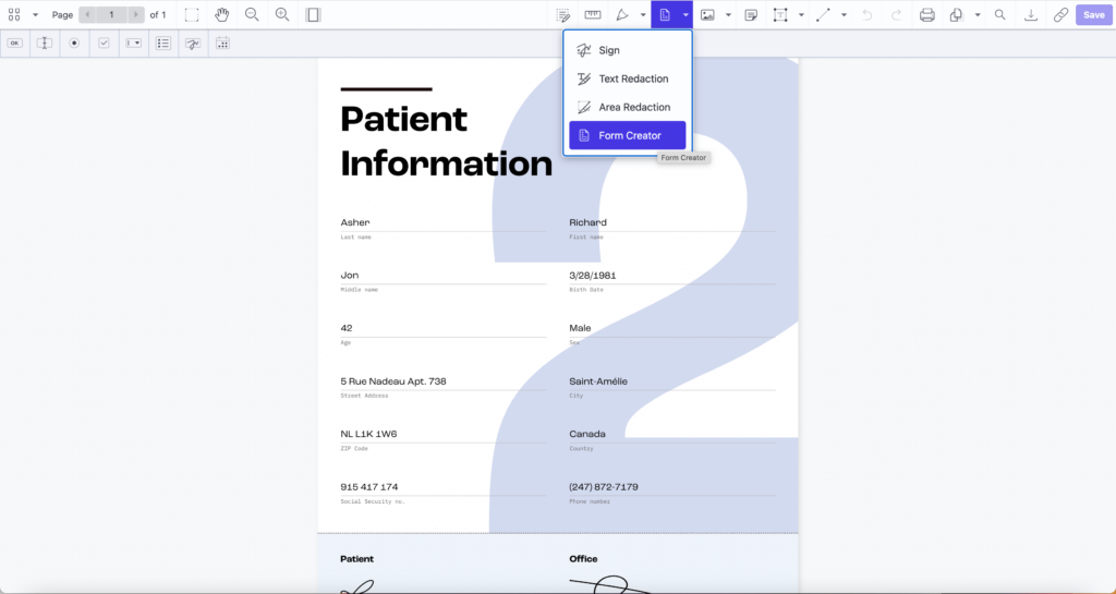PDF Editor for SharePoint- Create Medical Forms in SharePoint